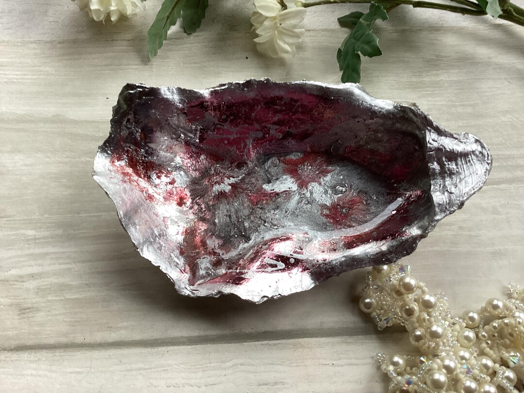 Extra Large Silver and Pink Oyster Shell Ornament. Copper Gilded ...