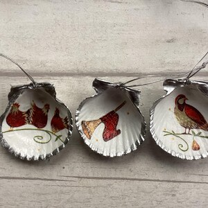 Twelve Days of Christmas Hanging Shells. Gold Leaf Little Scallop ...