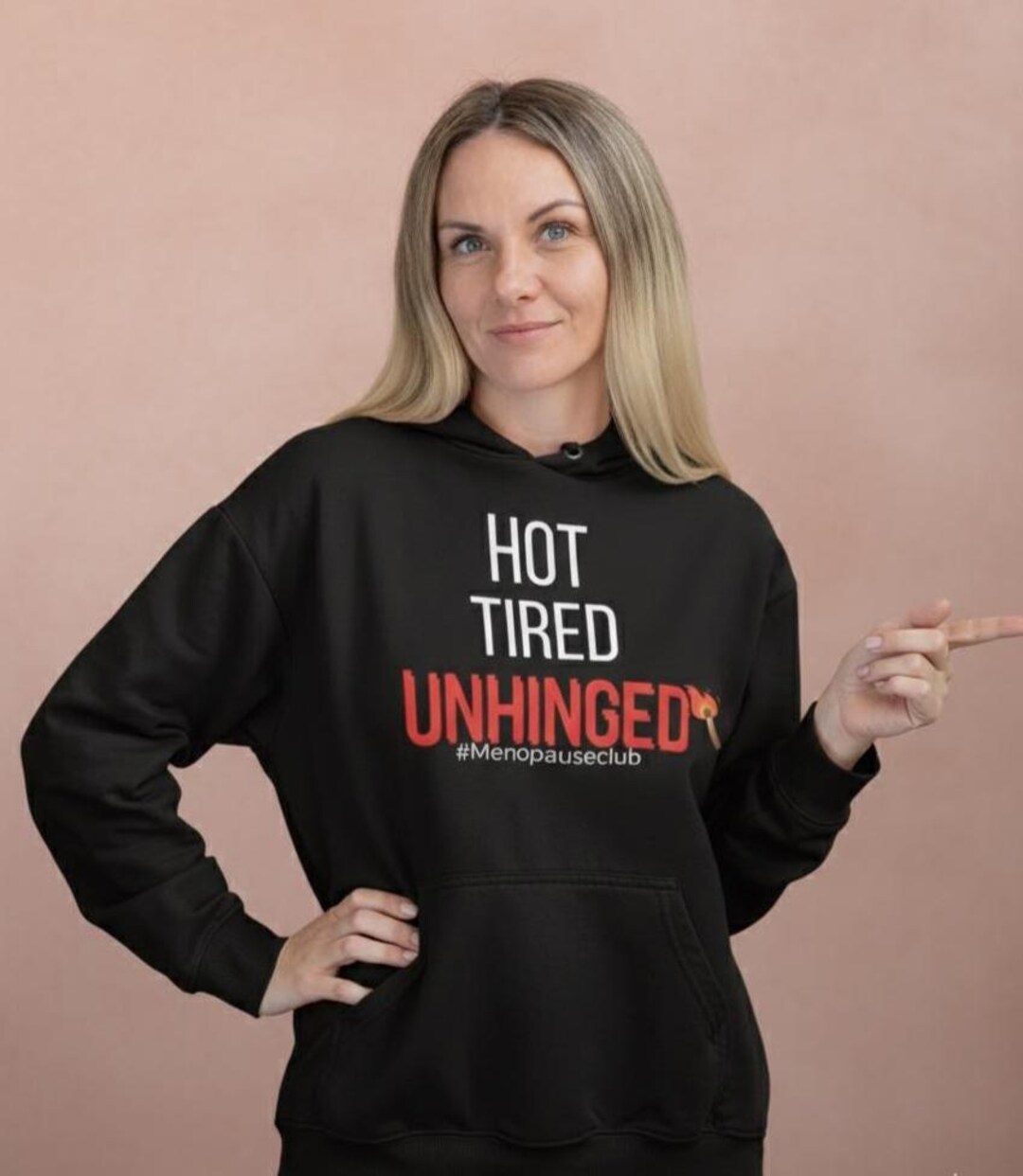 Hot Tired Unhinged Hoodie for Women Funny Menopause Sweatshirt ...
