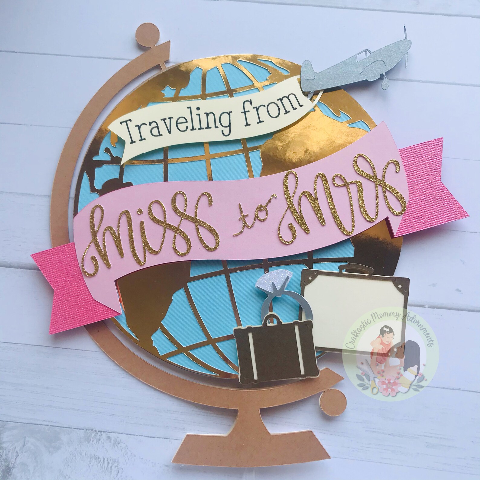 Traveling From Miss to Mrs Cake Topper, Bridal Shower Cake Topper, Miss ...