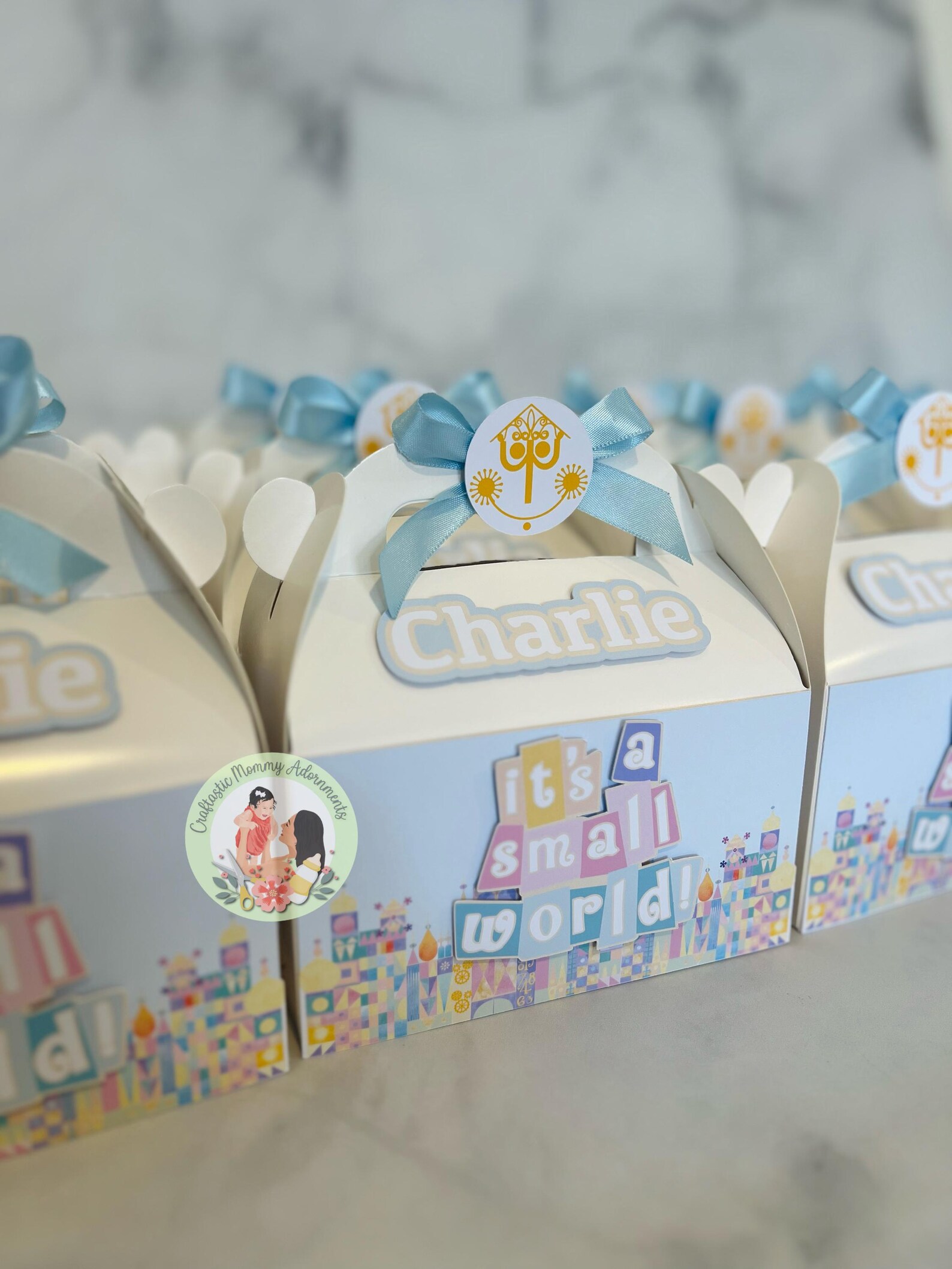 Small World After All Gable Boxes, Pastel Small World Party Favor Boxes ...