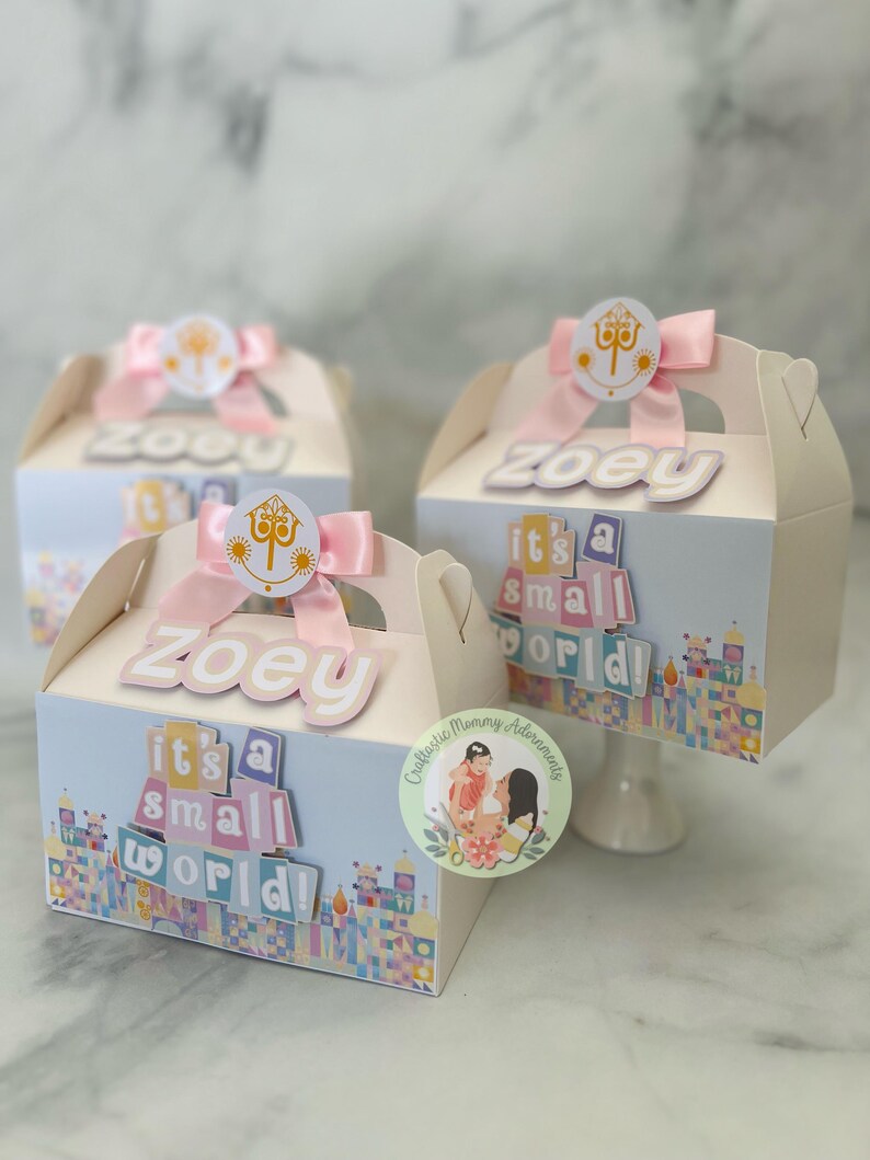 Small World After All Gable Boxes, Pastel Small World Party Favor Boxes ...