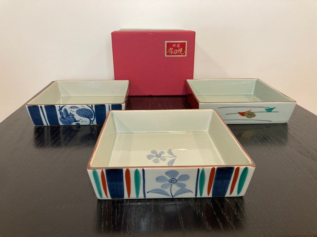 Japanese Dishes (arita Ware) From Arita, Japan. Three Square Dishes - Etsy