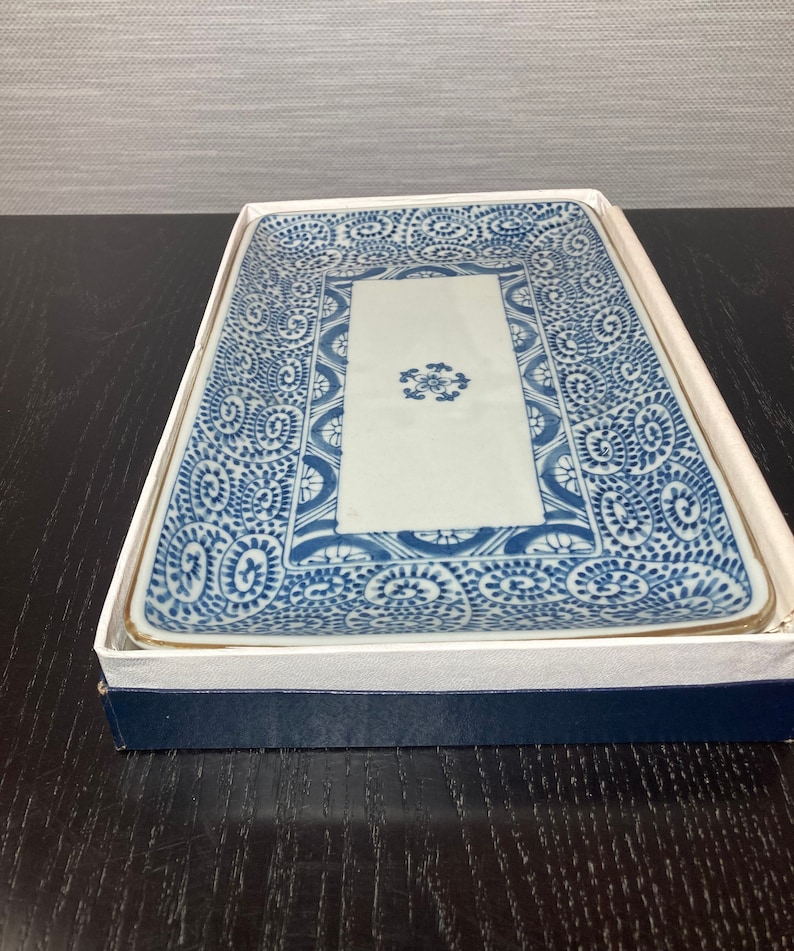 Arabesque Japanese Rectangular Serving Side Dish | Vintage Ceramic Minoware | Arabesque Shaku ...