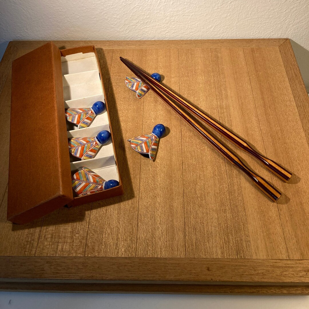 Hashi Rest set of 5 Ceramic Badminton Birdie Art Hashi Rests chopstick ...