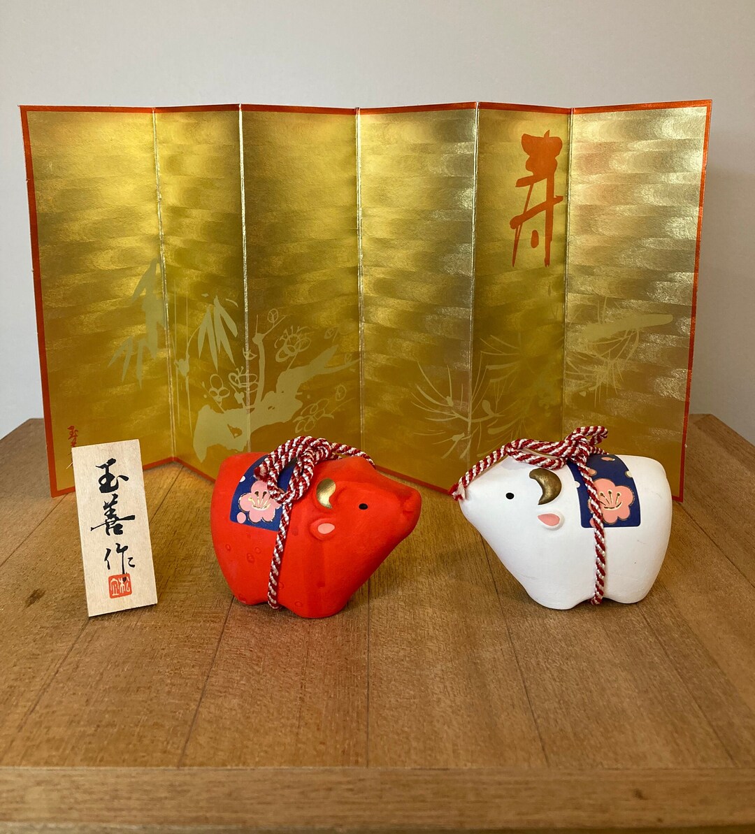 Japanese Zodiac: Year of the Ram Figurines. Japanese Folk Art (1980's ...