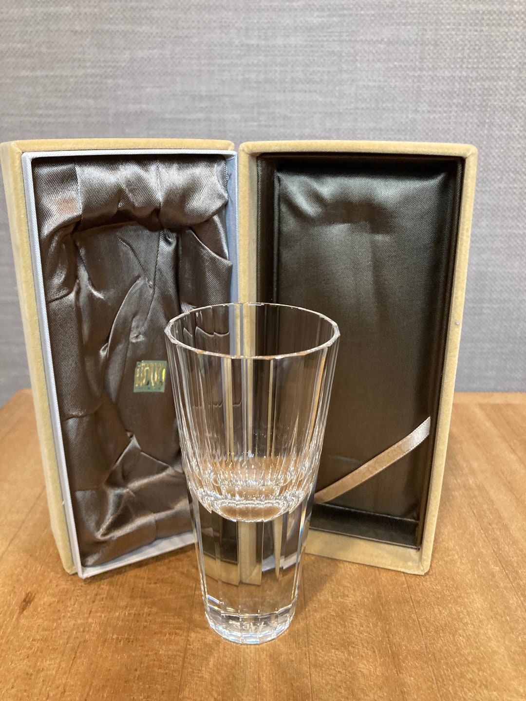 Hoya Crystal Sake Cup cone-shaped Original Hoya Crystal in Original Box ...