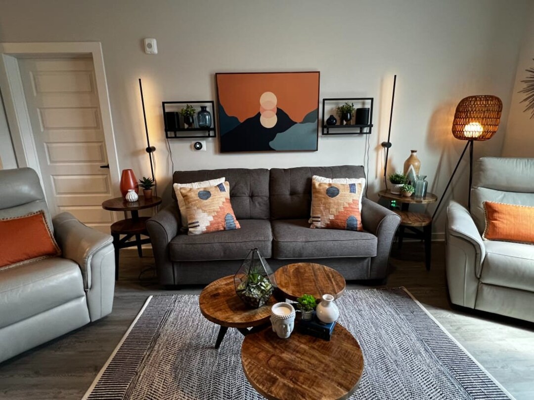 Wood and Black Metal Multi Level End Table End Table Side - Etsy