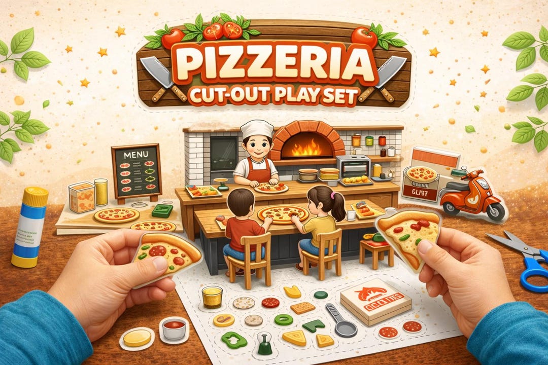 Pizza Kit Pretend Play - Printable DIY Children's Activity, Fun Home ...