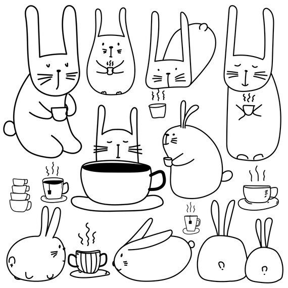 Hand Drawn Doodle Bunny Bunny Clipart Clipart Cute Bunny | Etsy