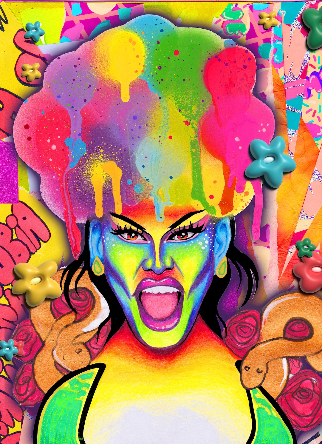 Michael Marouli 'Rainbow' Drag Race UK Print, Drag Queen Art Print ...