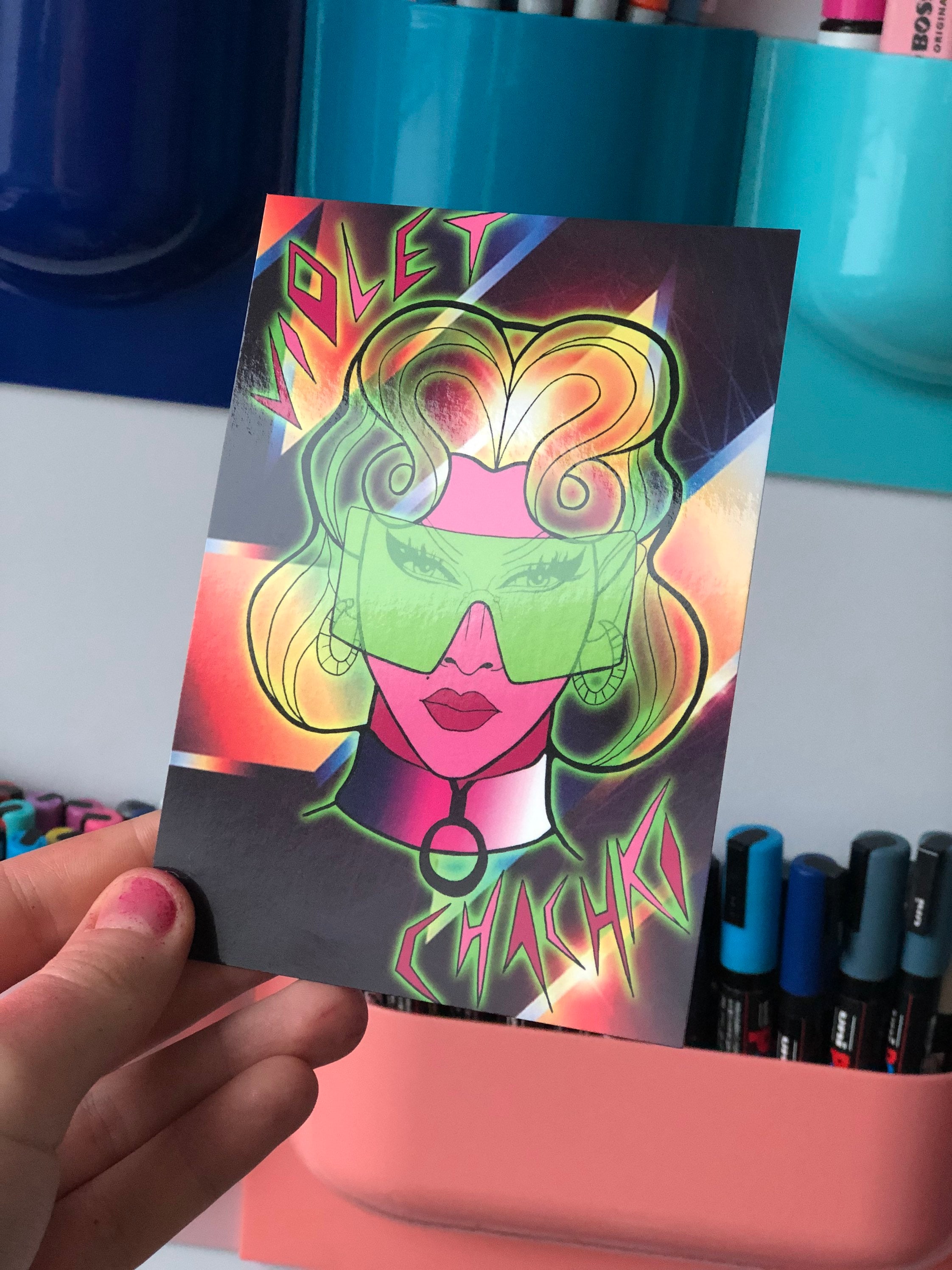 Violet Chachki ‘cyber’- Drag Race Mixed Media Art Print Queer Postcard ...