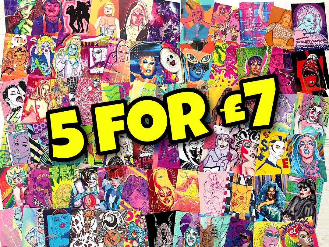 Drag Queen Postcards 5 for 7.00 Drag Race Art Print, Postcard Pack ...
