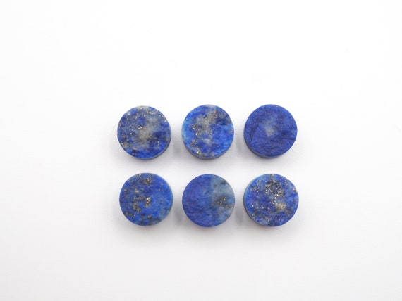 Natural Round Lapis Raw Rough Gemstone Slice bottom flat | Etsy