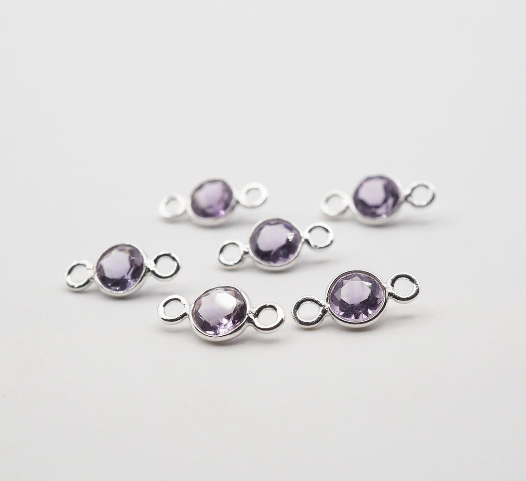 Amethyst Bezel 5mm, Double Connector, Amethyst Bezel, Amethyst Charm ...