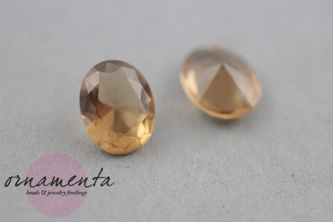 6 Glass Stones ~ 10 X 8 Mm ~ Topaz ~ Oval ~ Material for Jewelry Making ...