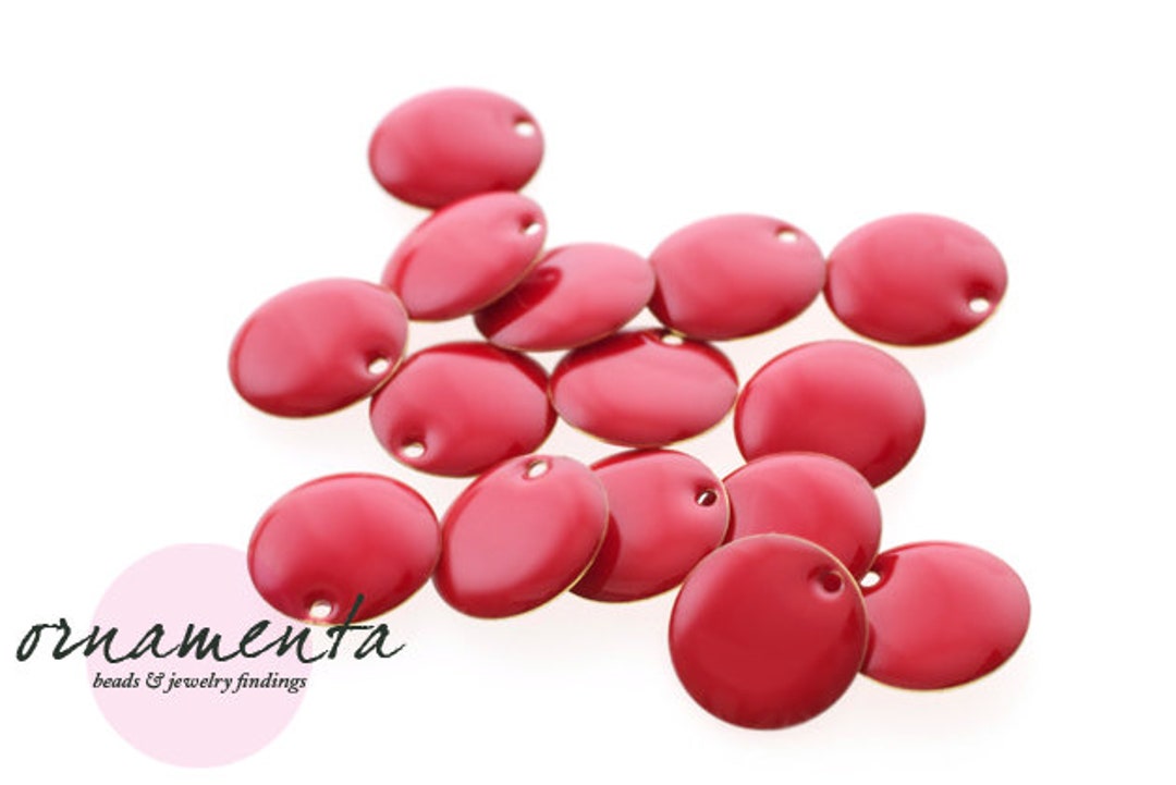 10Stk ~ 12mm ~ Emaille ~ rot ~ Messing ~ Material zur ...