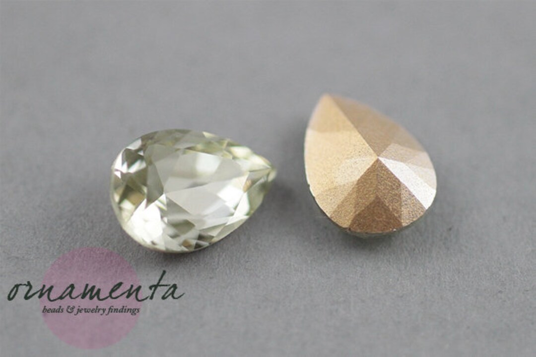 6 Glass Stones 14 X 10 Mm Chrysolite Drops Material for Jewelry Making ...