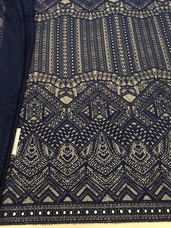 Navy Blue Lace Fabric Embroidered Lace French Lace Wedding - Etsy