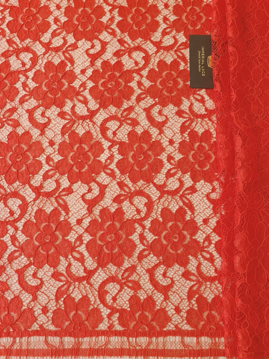 Red lace fabric Embroidered lace French Lace Wedding Lace | Etsy