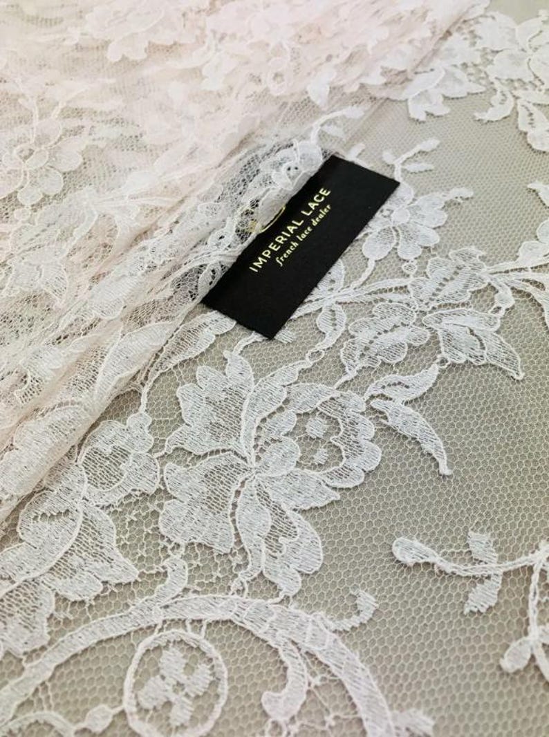 Powder Pink Floral Chantilly Lace, Bridal Wedding Fabric - Etsy