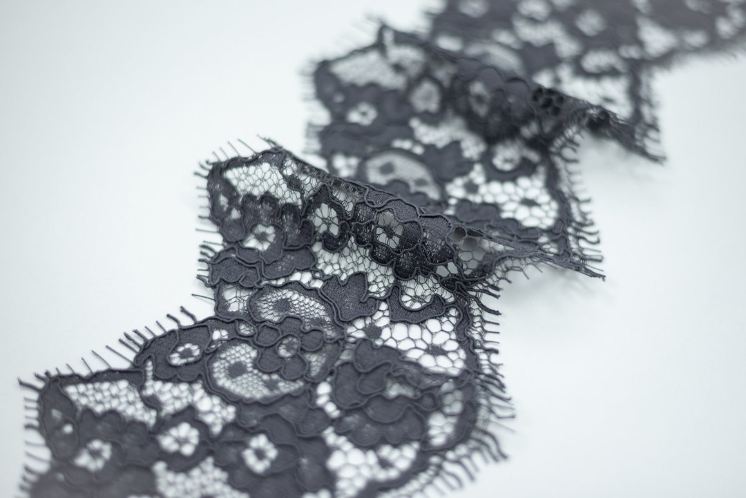 Dark Grey Lace Trimming, Alencon Lace, Lingerie Lace, Garter Lace ...