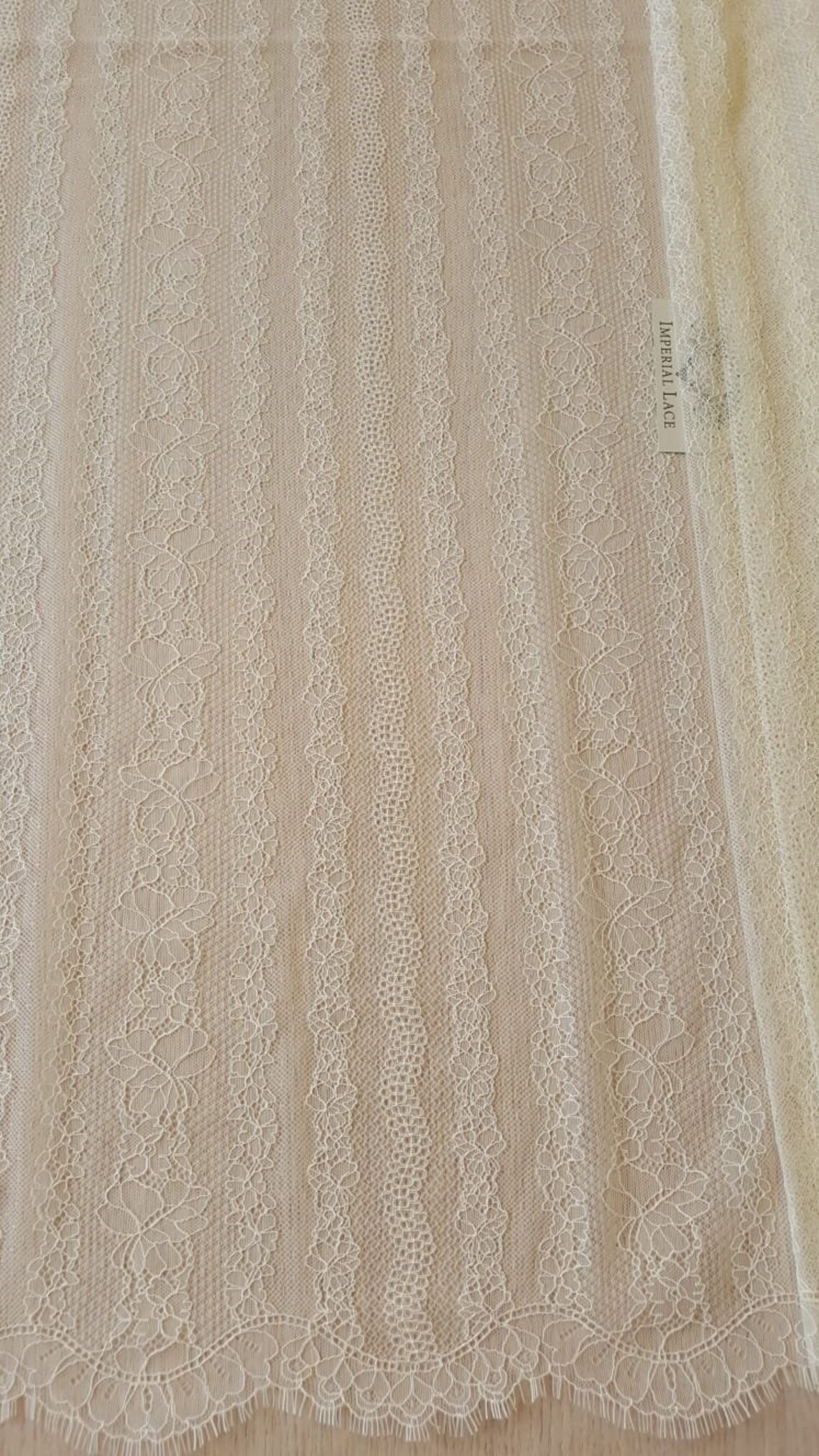 Champagne lace fabric Embroidered lace French Lace Wedding | Etsy