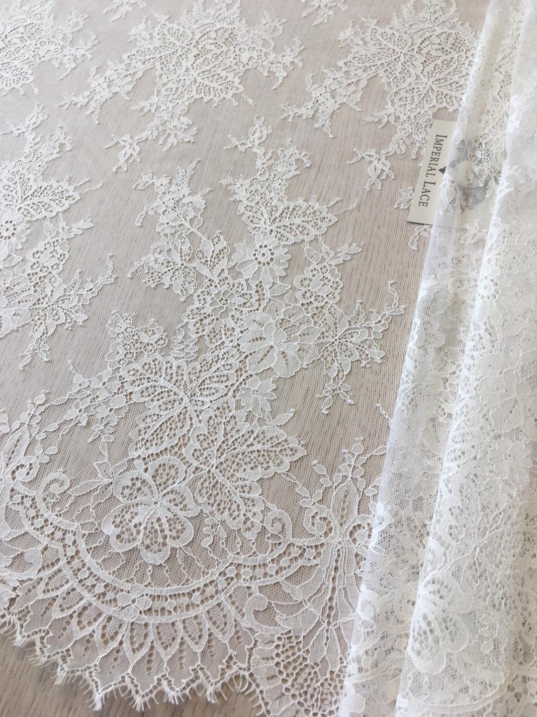 Off White Lace Fabric by the Yard, Boho Lace Fabric, French Lace Fabric ...