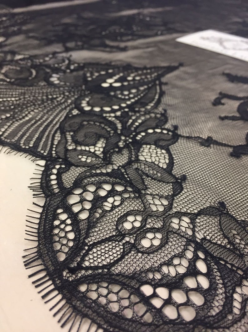 Tela de encaje negro, cortado a medida, encaje francés, encaje ...