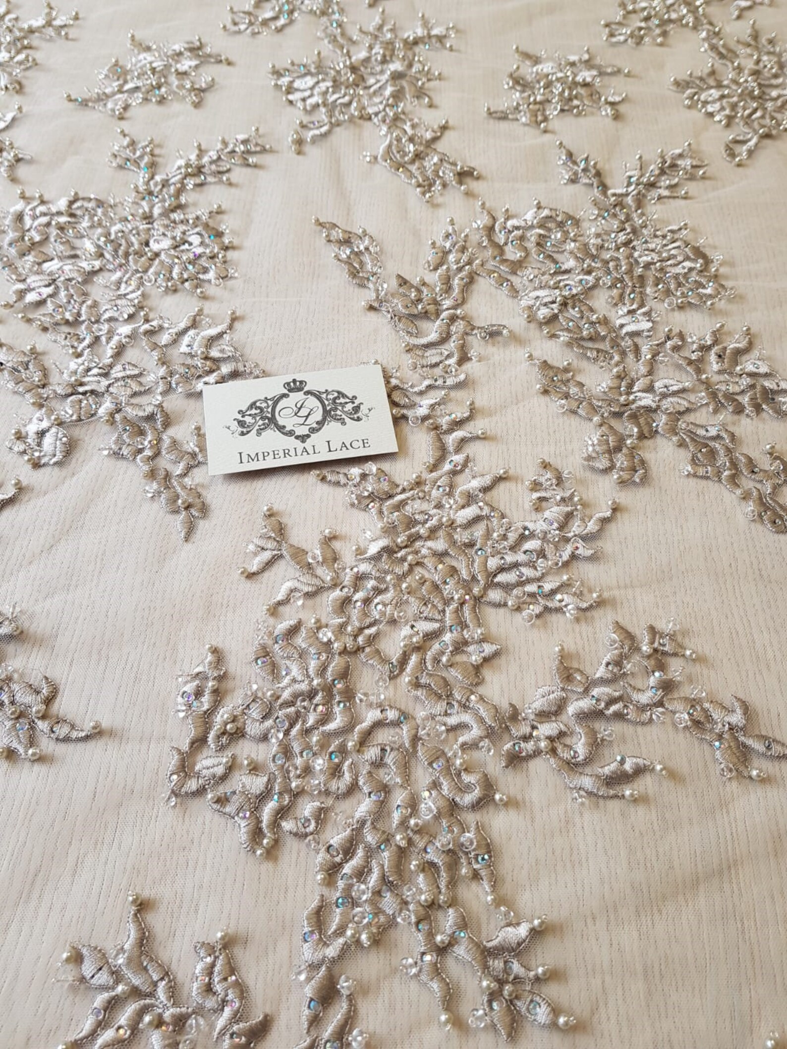 Beige 3D Lace Fabric Beaded Beige Lace Beaded Lace Fabric - Etsy