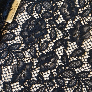 Navy Blue Lace Fabric, Embroidered Lace, French Lace, Wedding Lace ...
