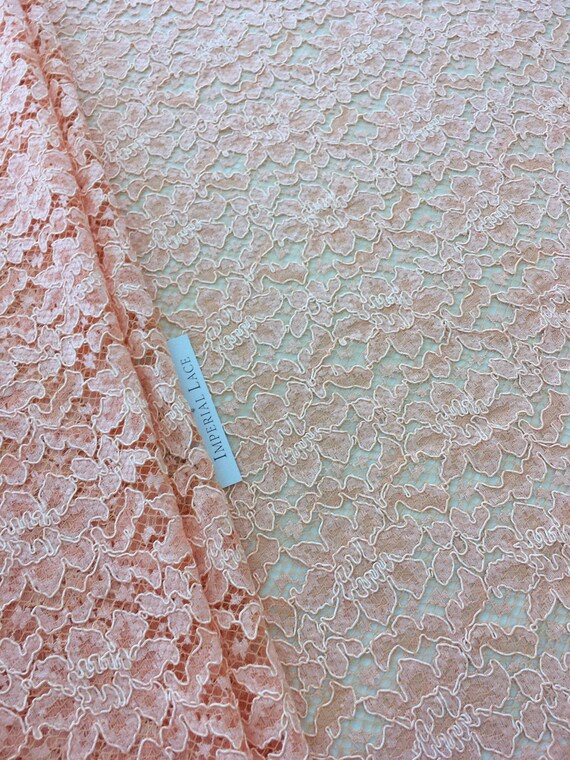 Orange Lace Fabric French Lace Embroidered lace Wedding | Etsy
