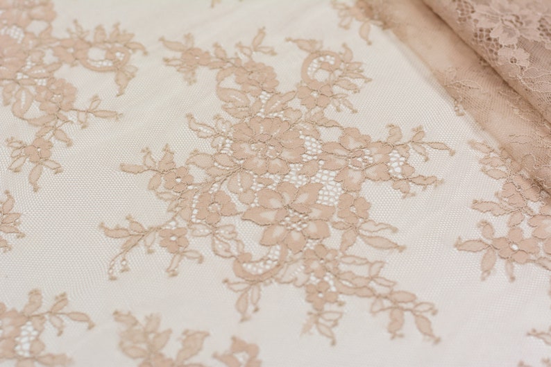 Beige Lace Fabric French Lace Embroidered lace Wedding Lace | Etsy