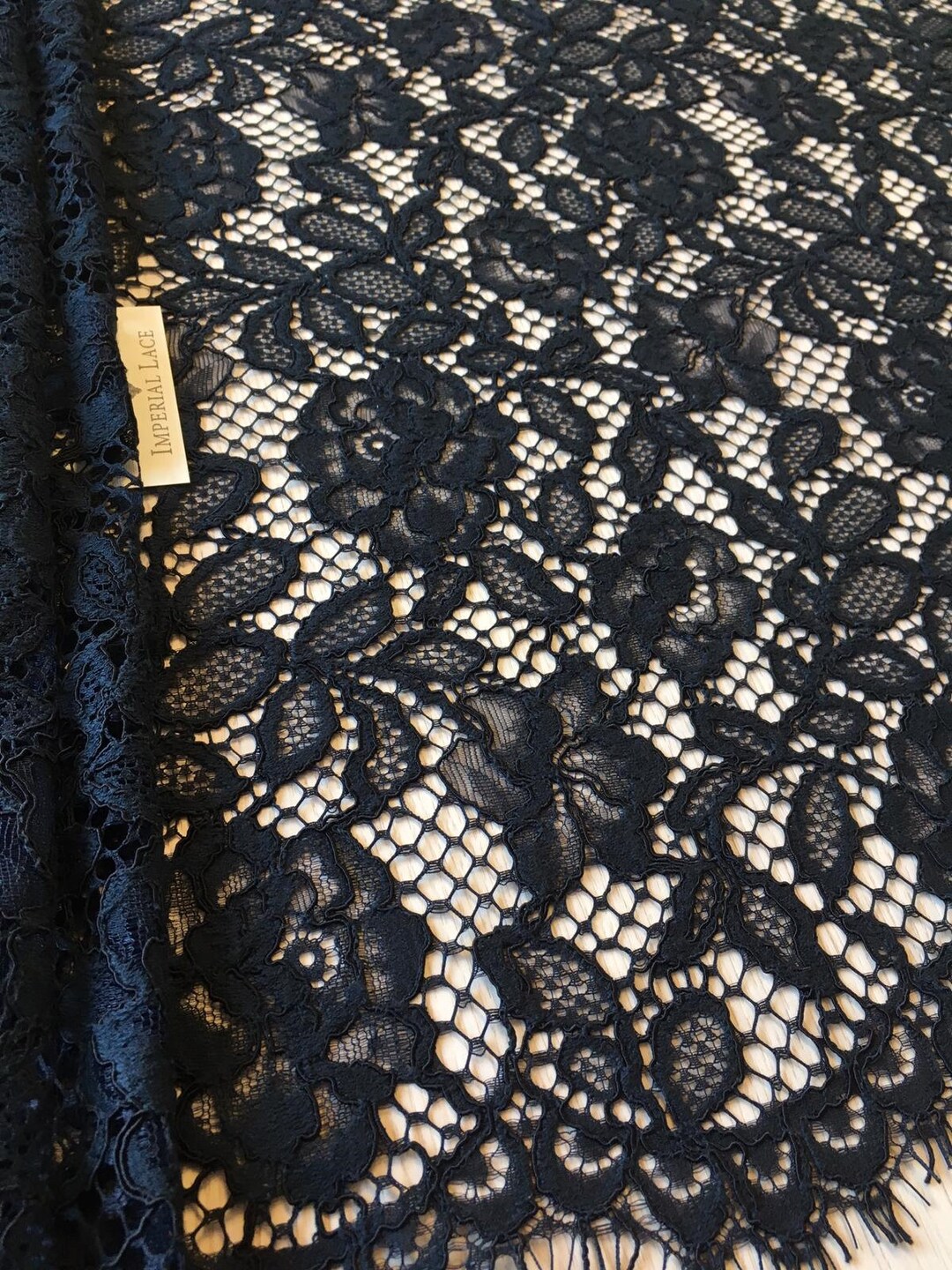 Navy Blue Lace Fabric, Embroidered Lace, French Lace, Wedding Lace ...