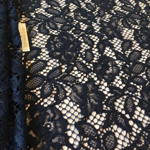 Navy Blue Lace Fabric, Embroidered Lace, French Lace, Wedding Lace ...