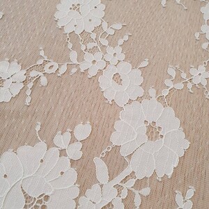 Ivory Lace Fabric, Embroidered Lace, French Lace, Wedding Lace, Bridal ...