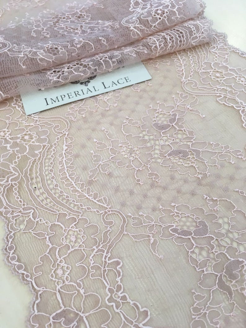 Light Pink Lace Trim Old Rose French Lace Chantilly Lace Gown - Etsy