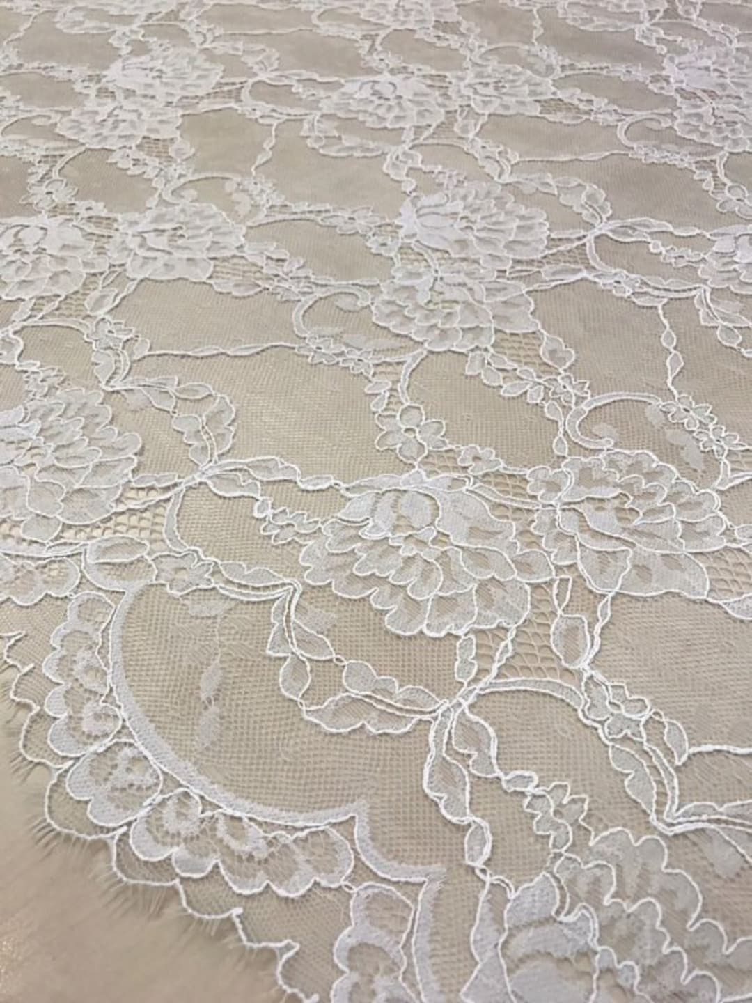 Light Ivory Lace Fabric French Lace Spitzenstoff Spitze Embroidered ...