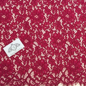 Dark Red Lace Fabric, Red Lace, French Lace, Embroidered Lace, Bridal ...