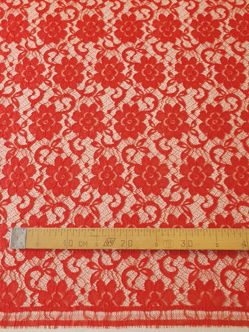 Red Lace Fabric Embroidered Lace French Lace Wedding Lace - Etsy