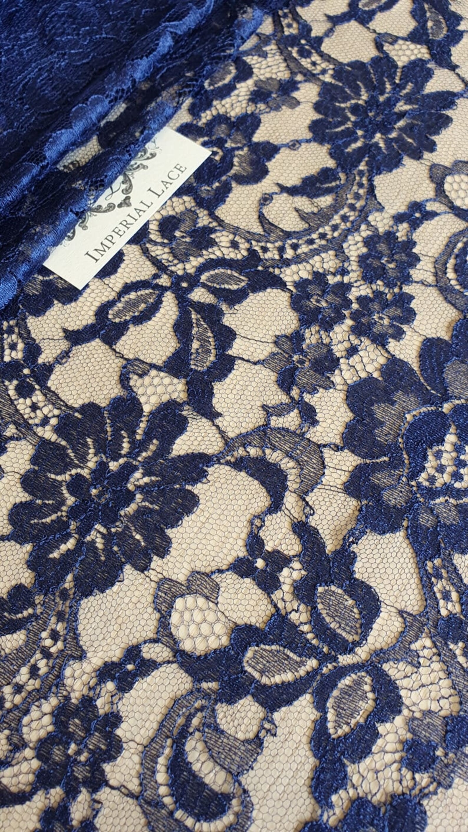 Navy Blue Lace Fabric Embroidered Lace French Lace Wedding - Etsy