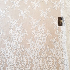 Ivory Lace Fabric by the Yard, Embroidered Fabric, French Lace Fabric ...