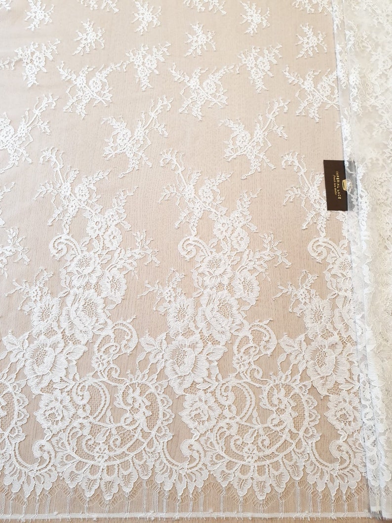 Ivory Lace Fabric by the Yard Embroidered Fabric French Lace | Etsy