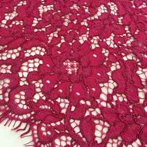 Dark Red Lace Fabric, Red Lace, French Lace, Embroidered Lace, Bridal ...