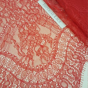 Red Lace Fabric, Embroidered Lace, French Lace, Wedding Lace, Bridal ...