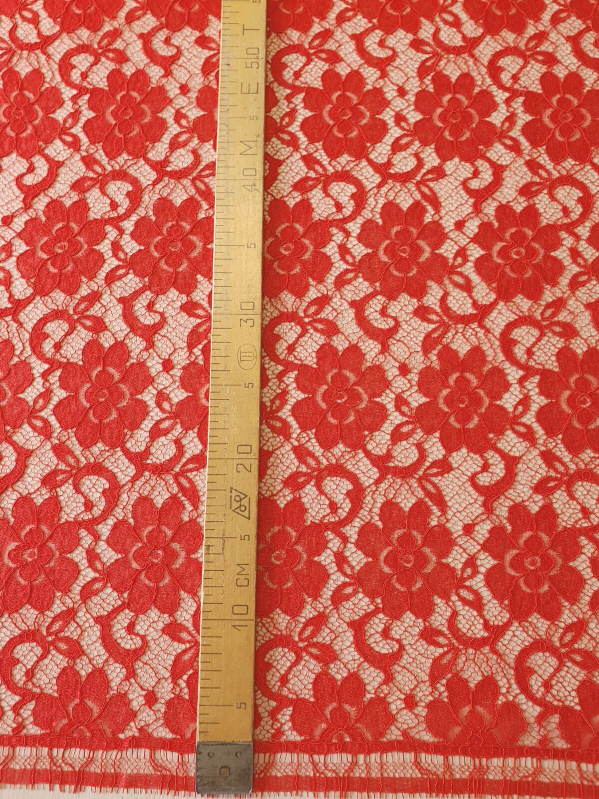 Red lace fabric Embroidered lace French Lace Wedding Lace | Etsy