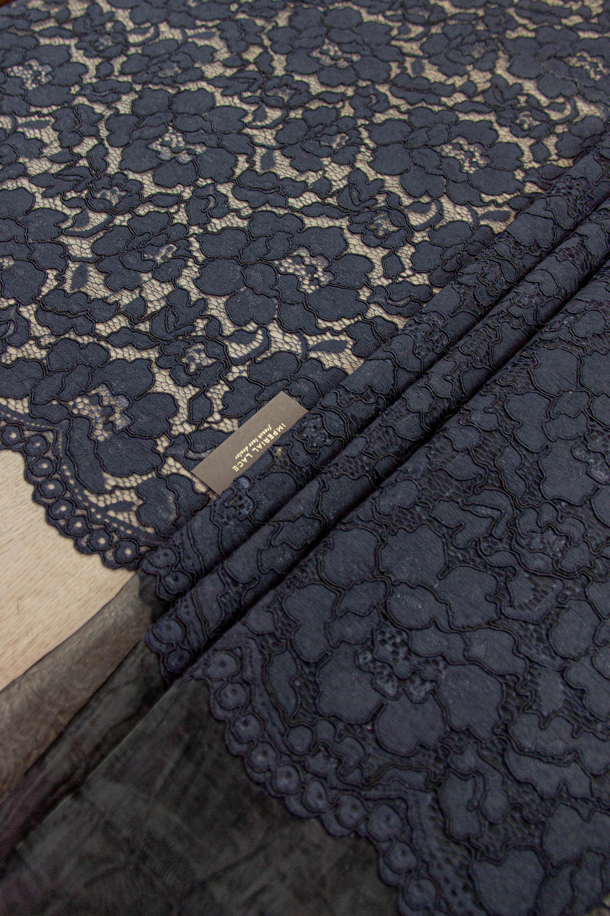 Dark blue Lace Fabric French Lace Embroidered lace Wedding | Etsy