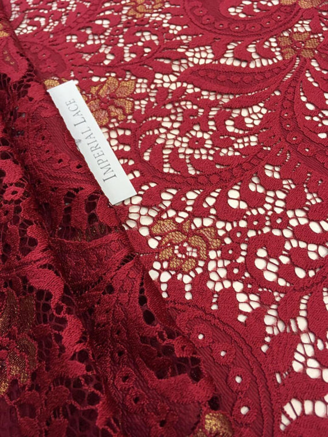 Red Embroidered Alencon Lace Fabric: Floral Wedding Lace - Etsy