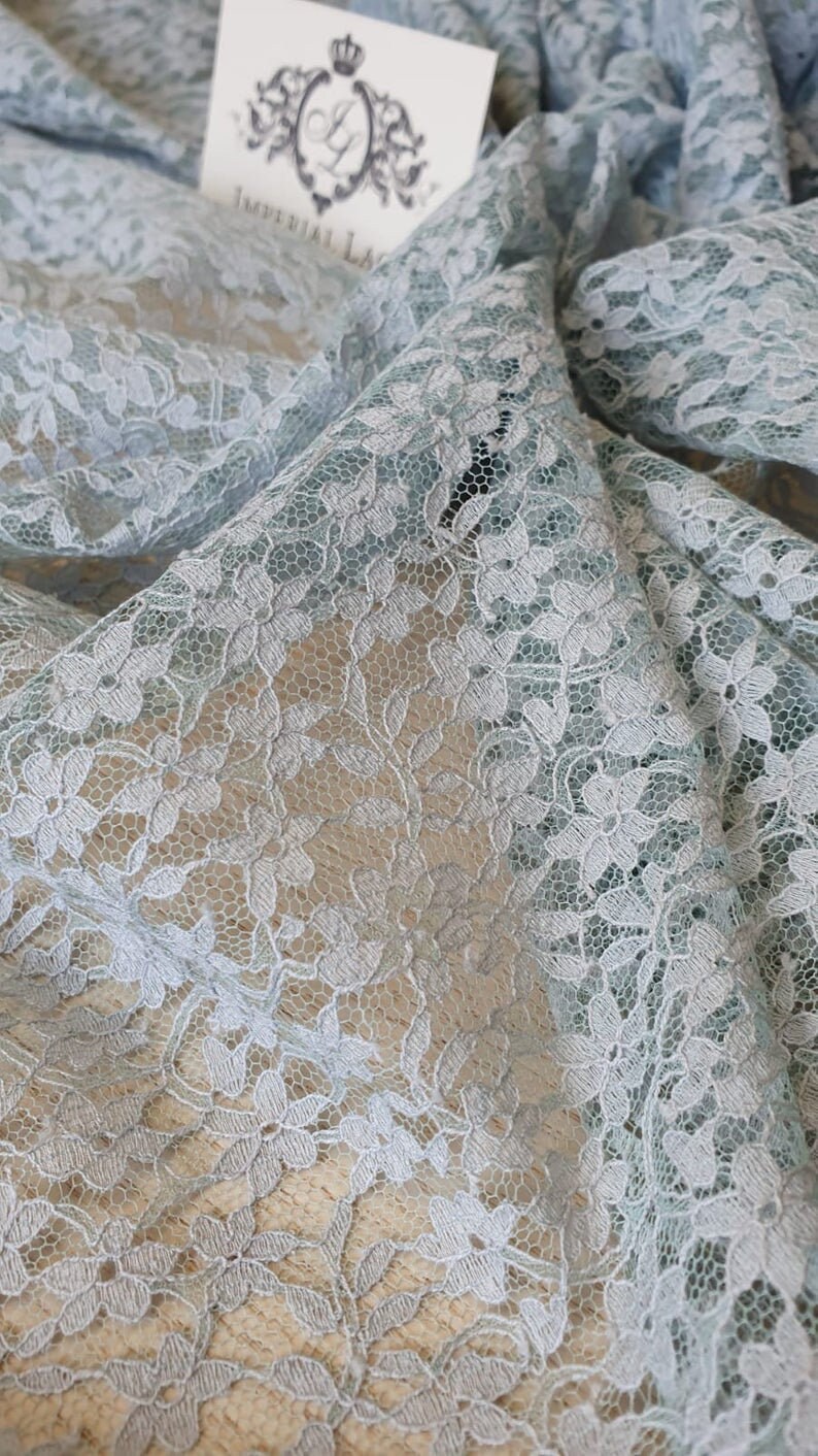 Gray Lace Fabric French Lingerie Lace Bridal Lace Blue Shade | Etsy