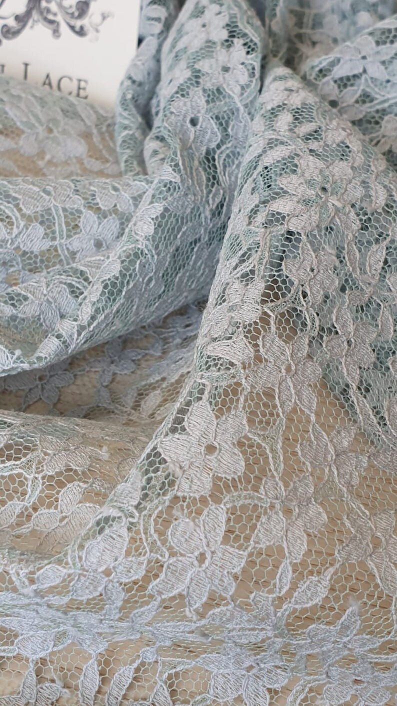 Gray Lace Fabric French Lingerie Lace Bridal Lace Blue Shade | Etsy